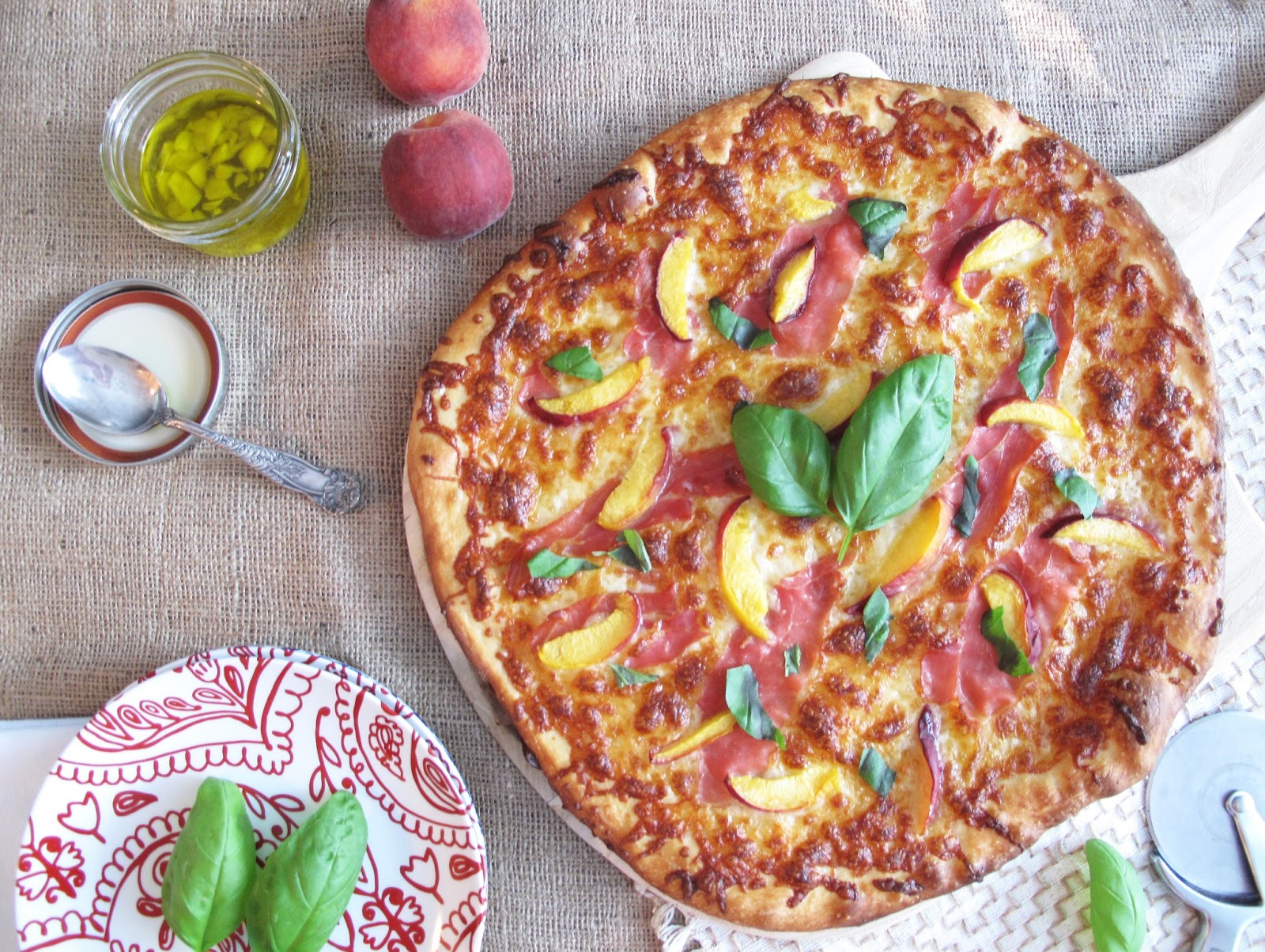 Sealed with a Whisk: Summer Pizza: Peach + Prosciutto + Basil
