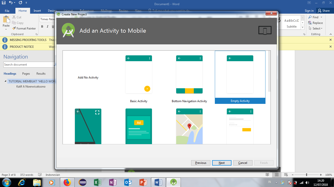 YANG BERAT NGODING, BUKAN RINDU !...: TUTORIAL SEDERHANA MEMBUAT “HELLO WORLD” ANDROID STUDIO