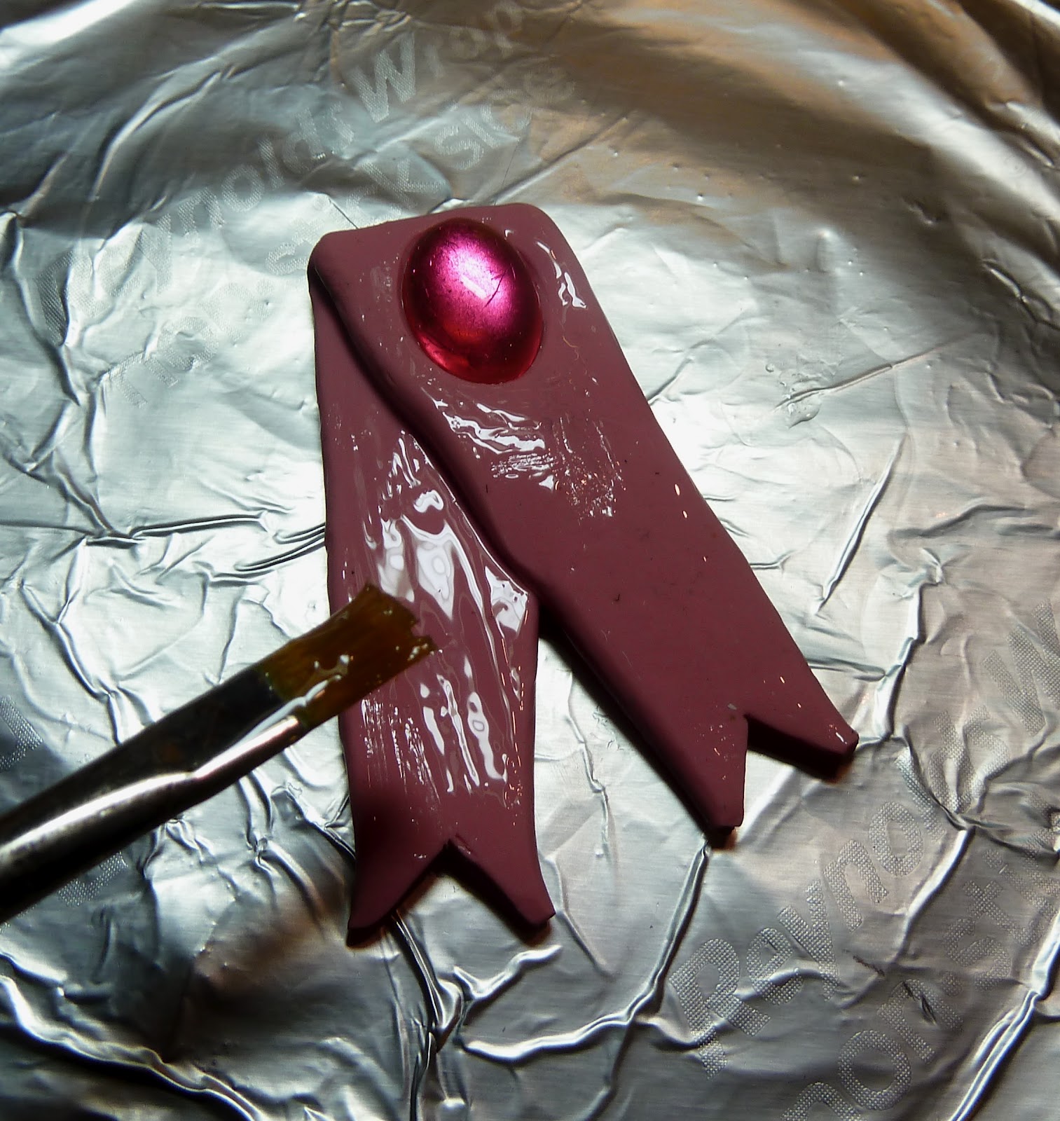 Make it easy crafts: Easy Polymer clay pin for Breast Cancer awareness