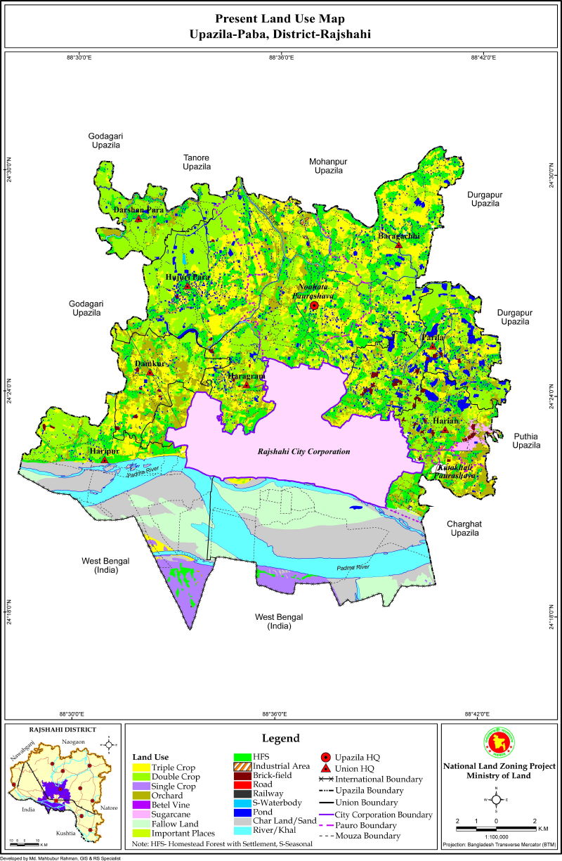 Mouza & Land Use Maps of Paba Upazila, Rajshahi, Bangladesh - Tourism ...