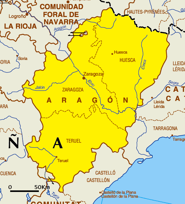 Aragón Región del Mapa | Mapa Espana País Ciudad Región