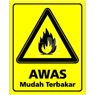 Stiker Safety Sign - Awas Mudah Terbakar - Cutting Sticker | eM Sticker