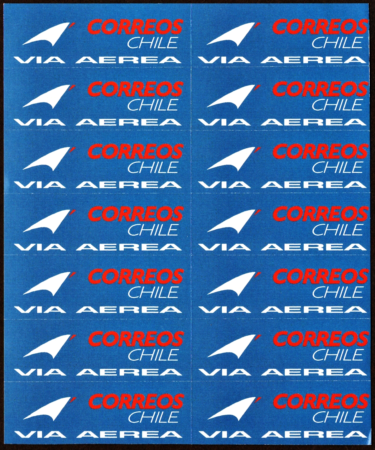 International Airmail And Priority Mail Labels: Chile: Sheet of airmail ...