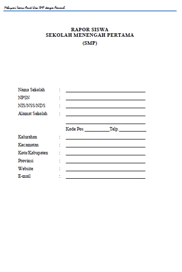 Format Raport SMP Kurikulum 2013 Tahun 2015 | Download File Pendidikan