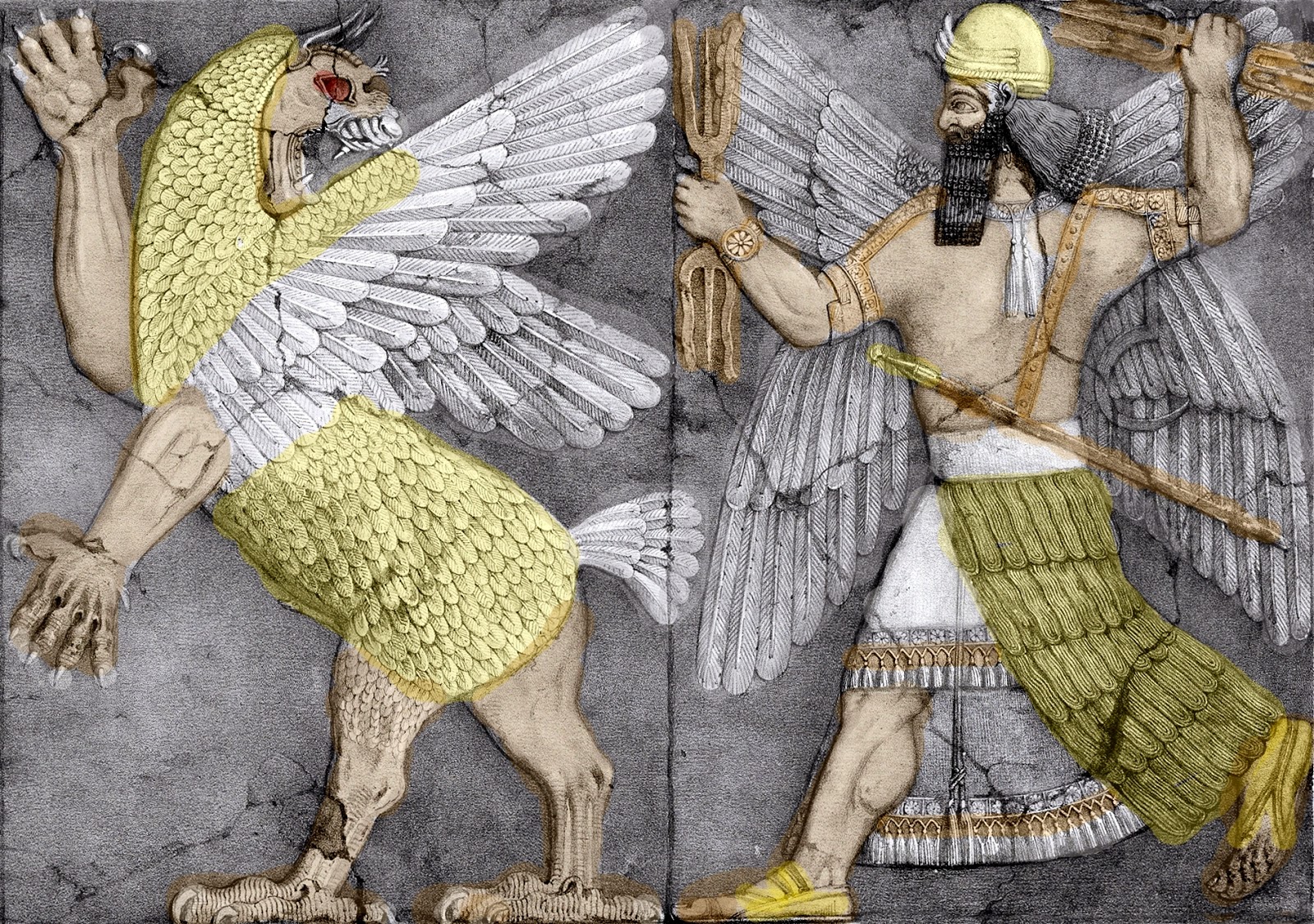 Anunnaki Chaos Monster and Sun God Public Domain Clip Art Photos and Images