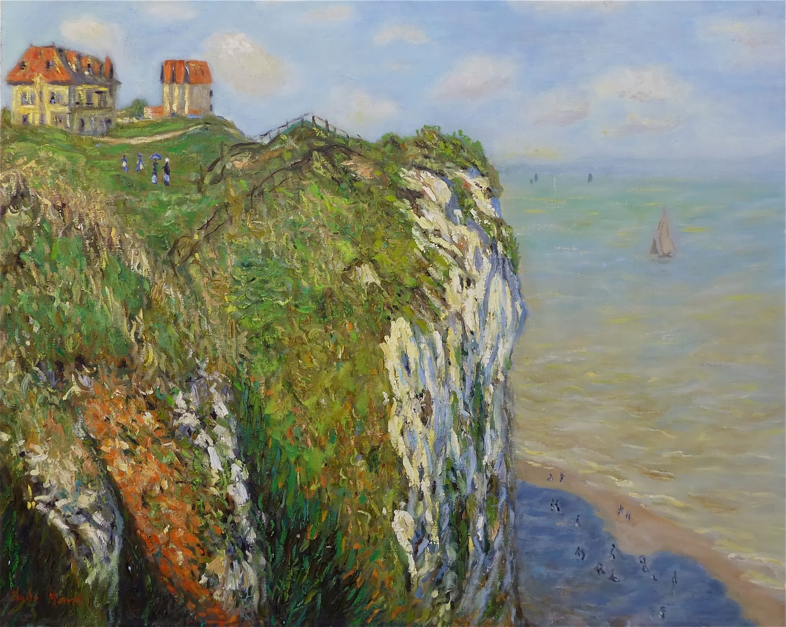 Art: Mary M. Payne: Cliff at Dieppe: Copy of a Claude Monet