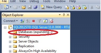 SCRIPTS EM SQL: SQL Studio Management - Expanding Databases muito lento.