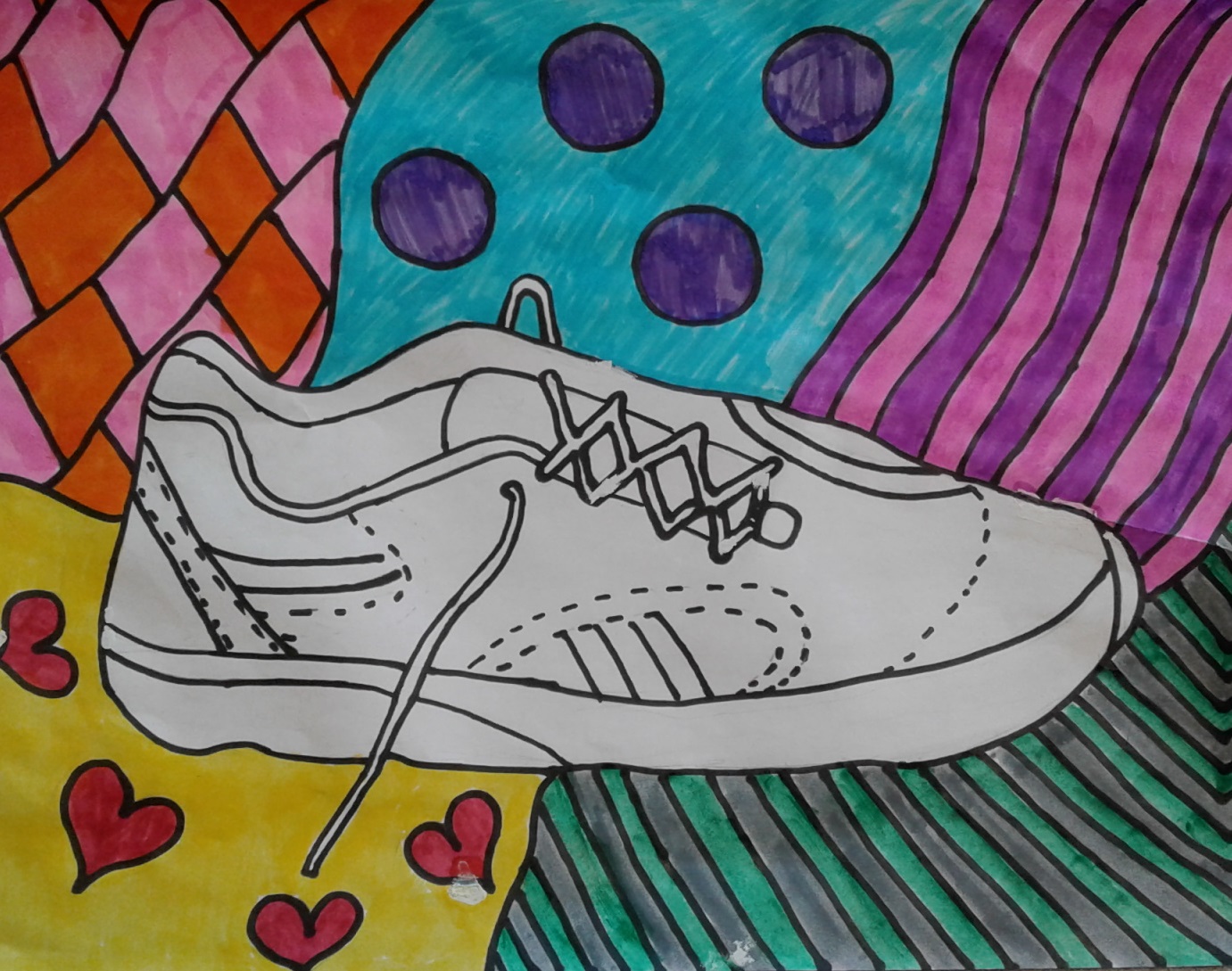 a faithful attempt: Observational Shoe Contour Drawing with Patterns