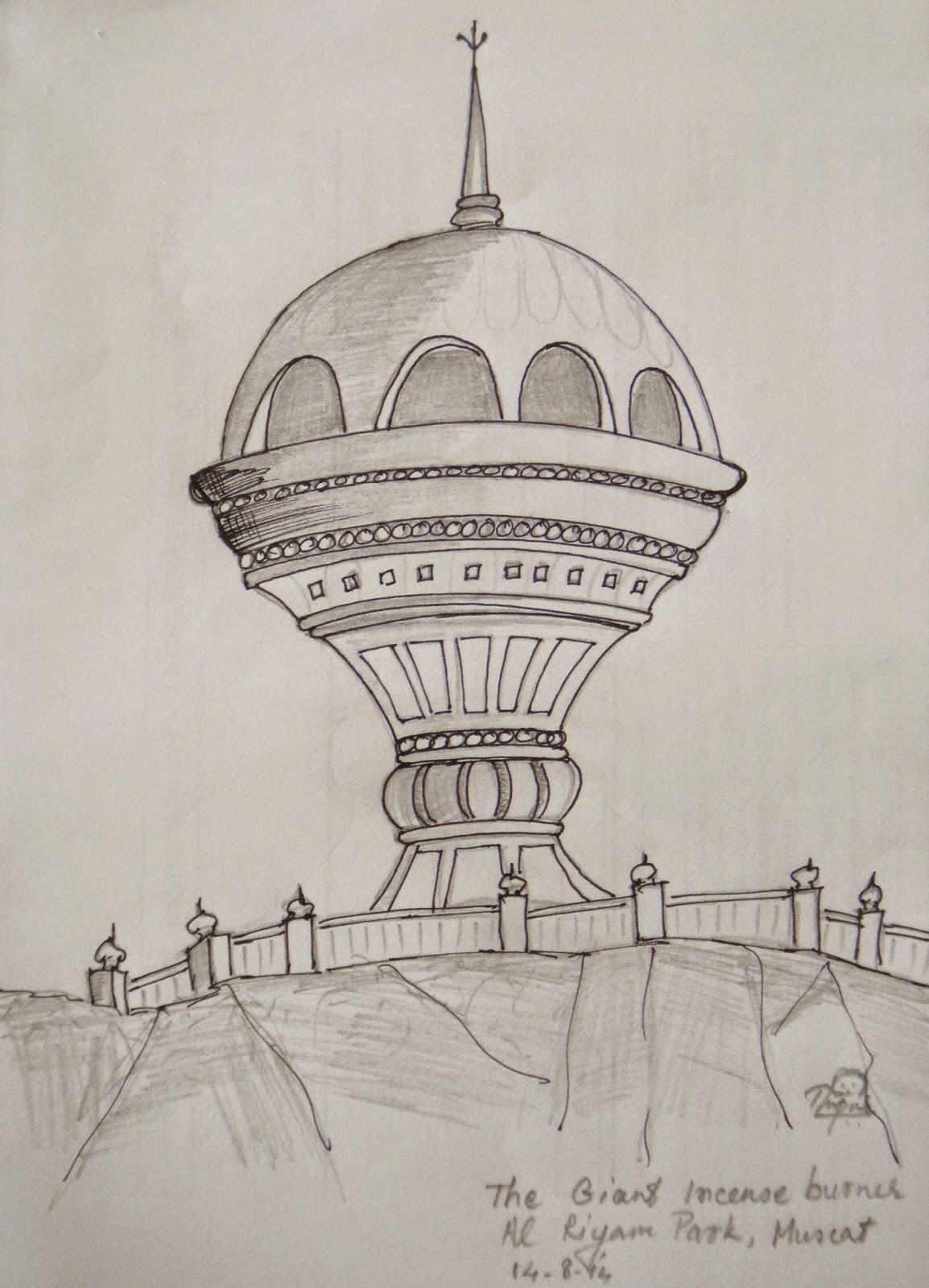 My Travelogues: Hand Rendered Sketches (Glimpse of Muscat)