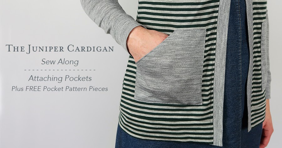 The Juniper Cardigan Sew Along - Attaching Pockets with FREE Pocket Pattern Pieces | Jennifer ...