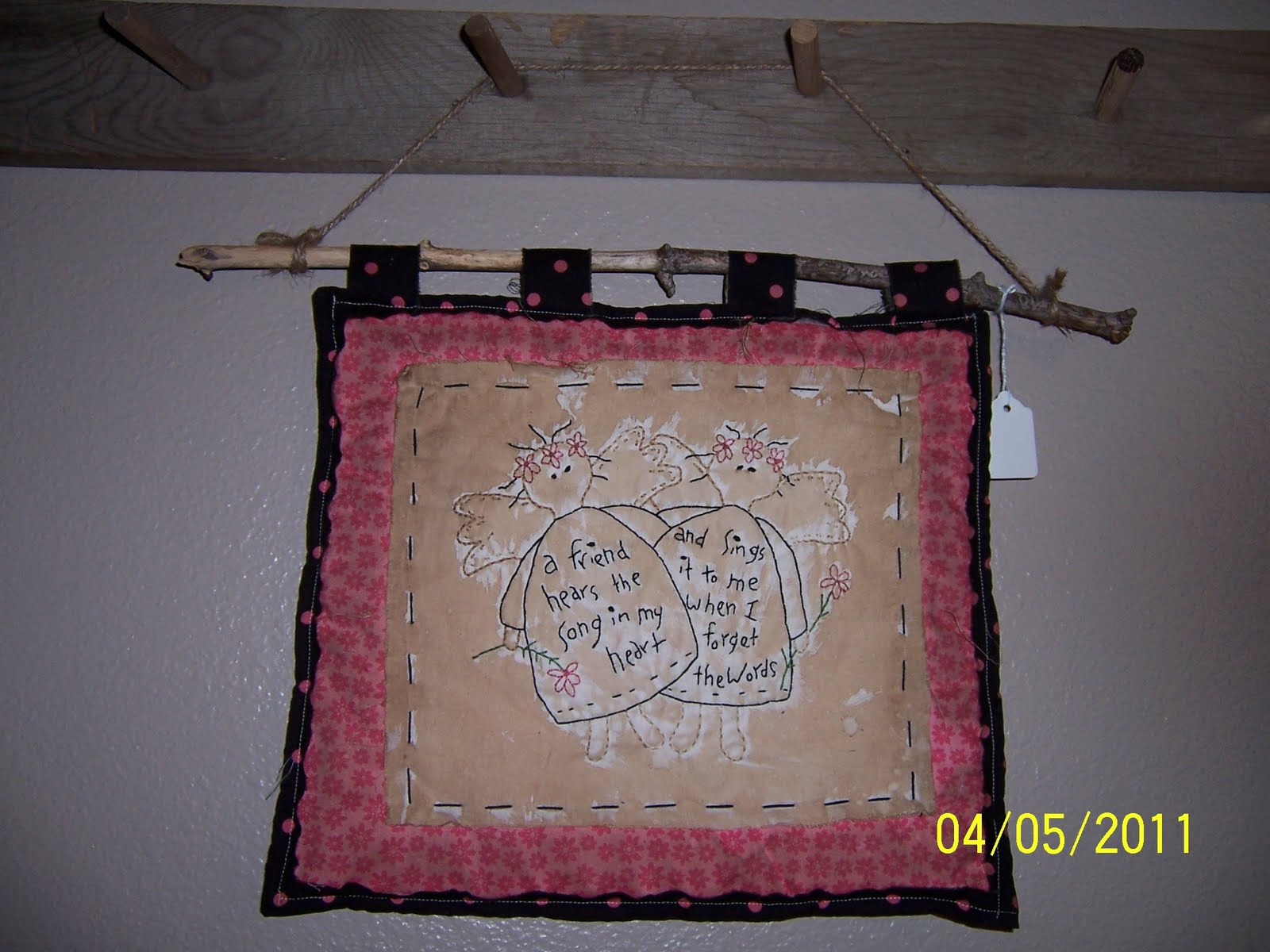 Tina's Primitive Attic: Stitcheries - Framed Stitcheries - Wall Hangings