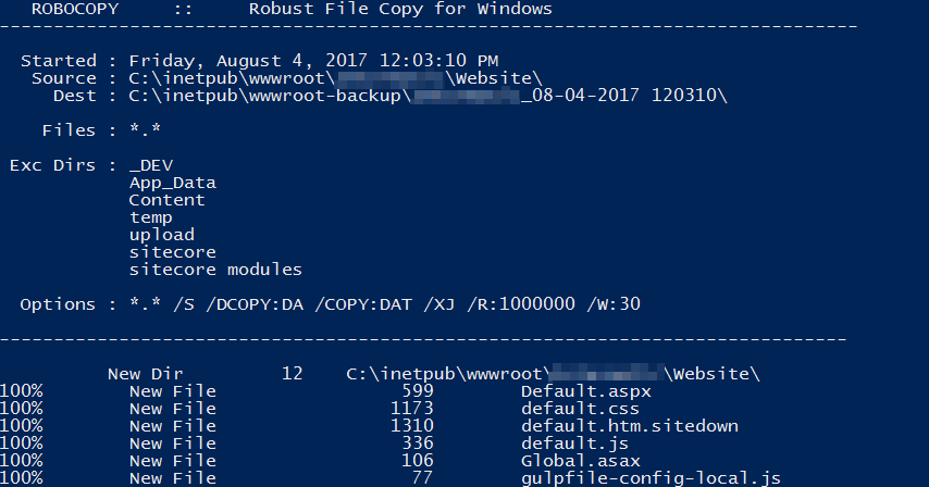 Sitecore Website Backup Powershell Script ~ Sitecore Gabe