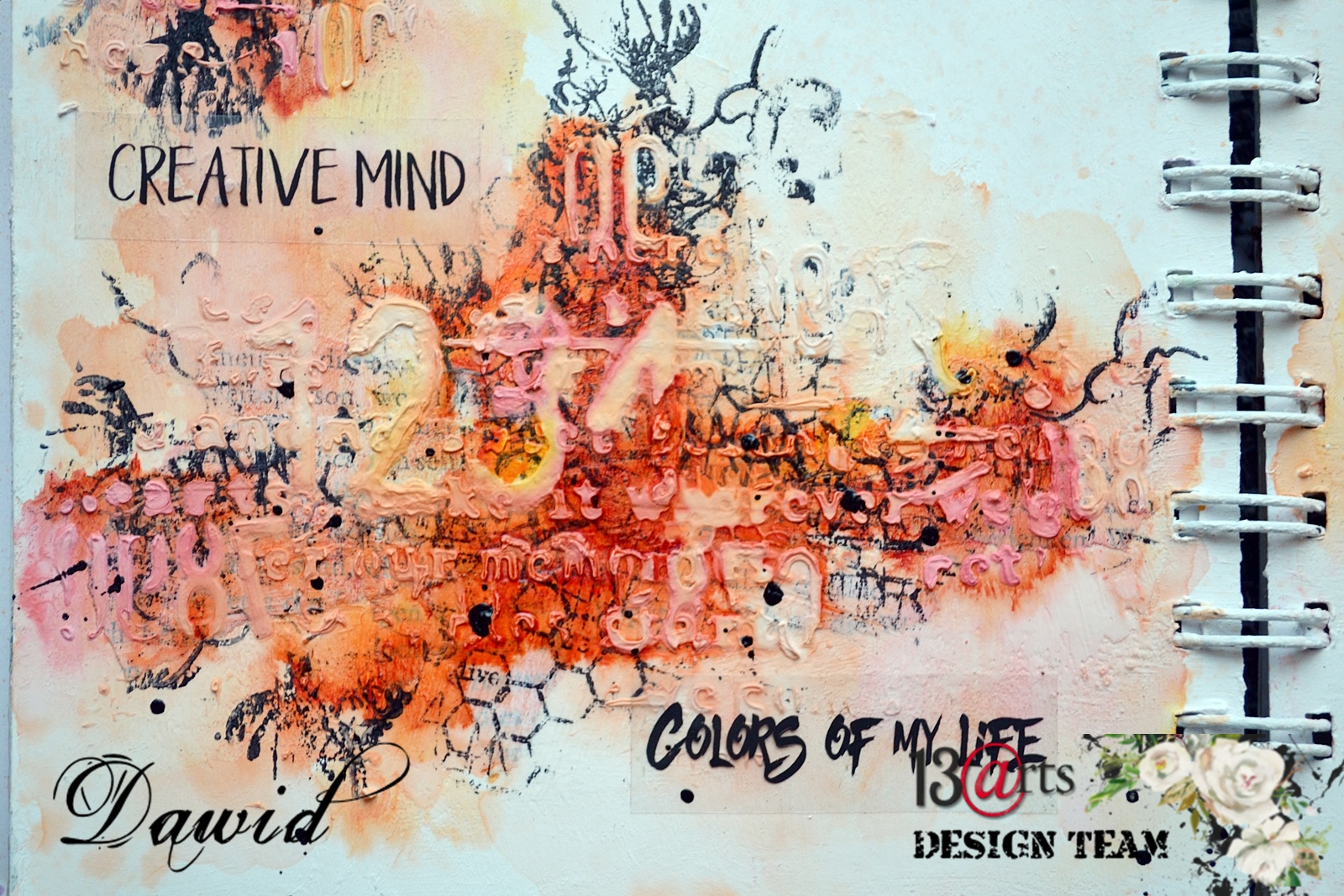 13 arts: Art journal pages in orange