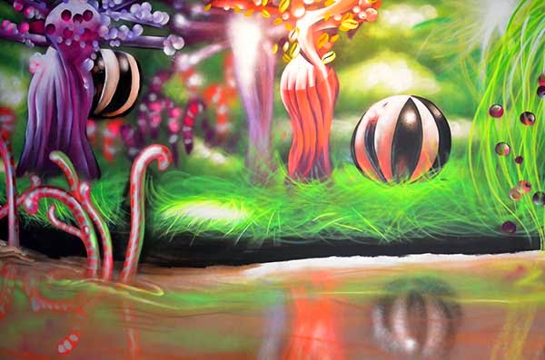 Graffiti mural la fábrica de chocolate