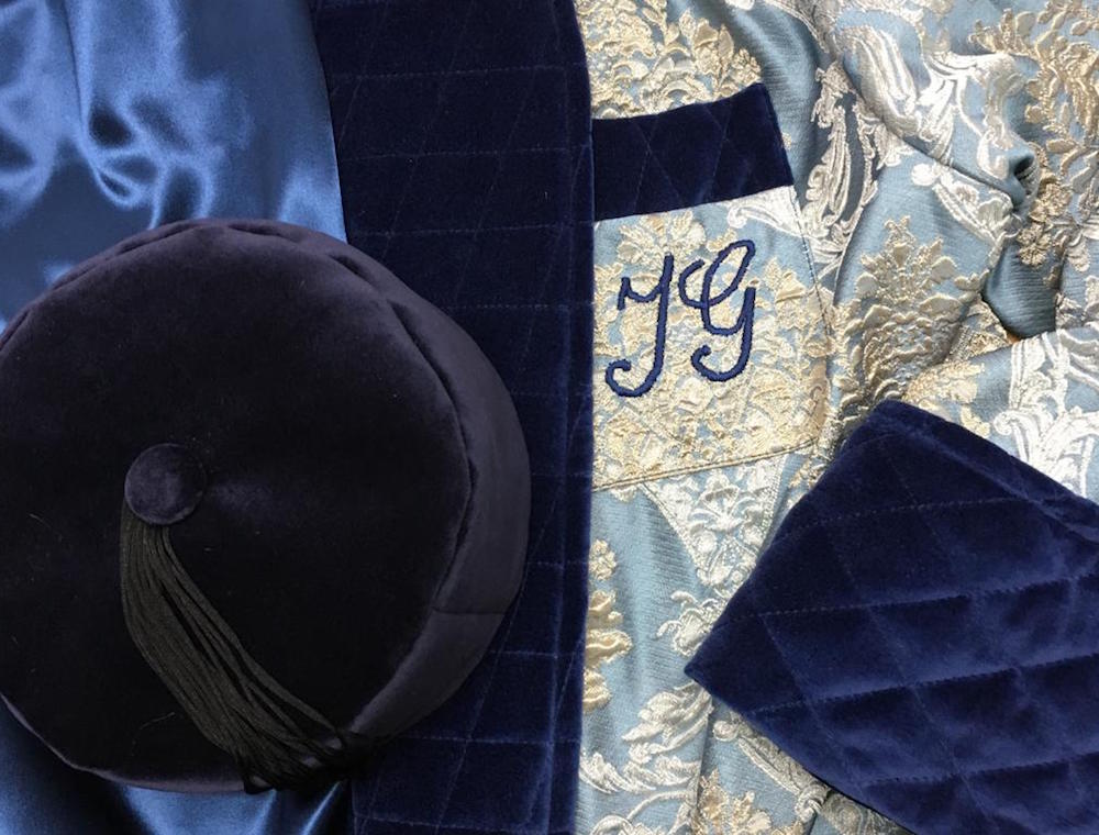 Gentleman's Velvet Smoking Hat, Dressing Gown and Smoking Jacket