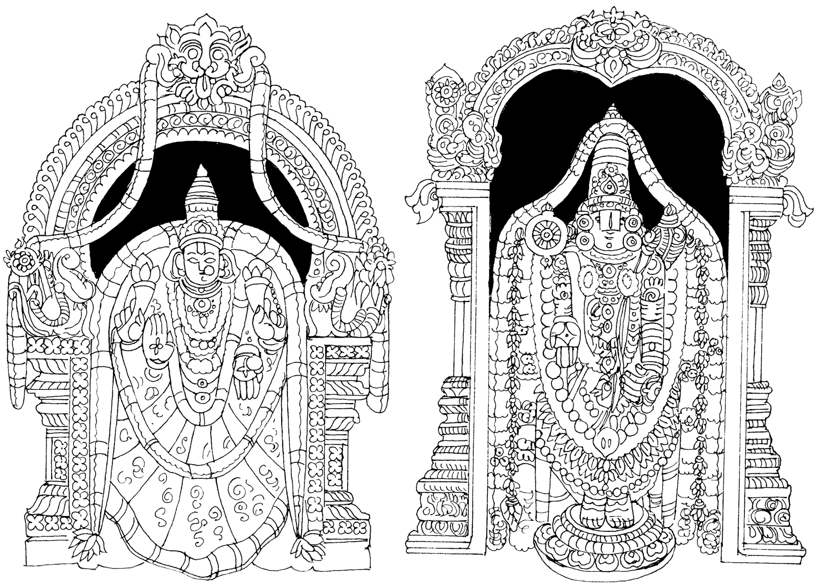 Tamil Cliparts: Venkatachalapathi Line Drawings for invitations