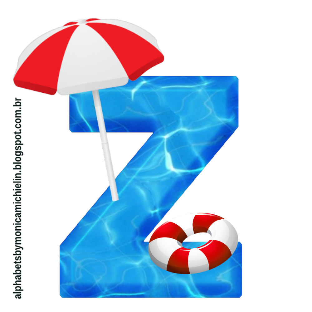 M. Michielin Alphabets: PISCINA COM GUARDA-SOL E BÓIA ALFABETO, POOL ...