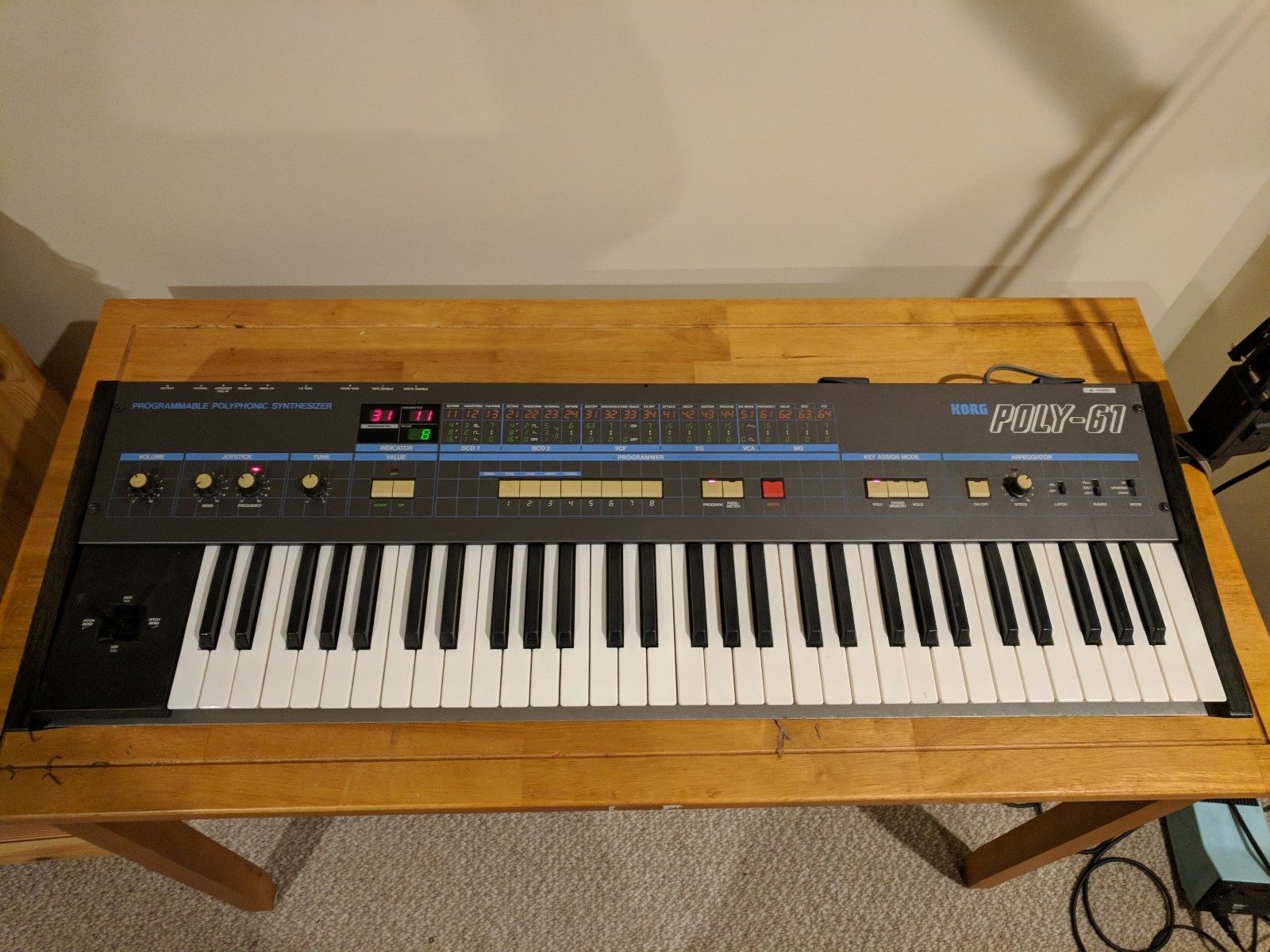 MATRIXSYNTH: Korg POLY 61 SN 704524 w/ MIDI & Custom Black Side Panels