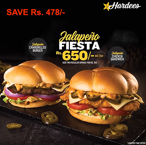 Hardees : Save Rs.478 - Jalapeno Fiesta - Jalapeno Chargrilled Burger ...