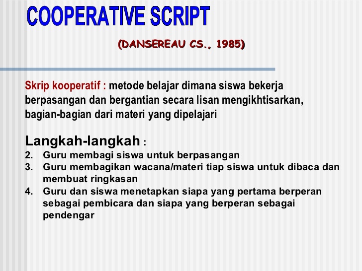 Pengertian Model Pembelajaran Cooperative Script Menurut Para Ahli - Seputar Model