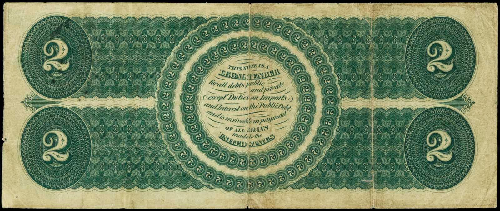 1862 Two Dollar Legal Tender Note|World Banknotes & Coins Pictures ...