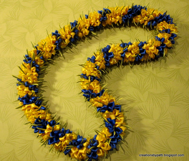 Creations by Patti: Graduation Lei in Blue and Gold