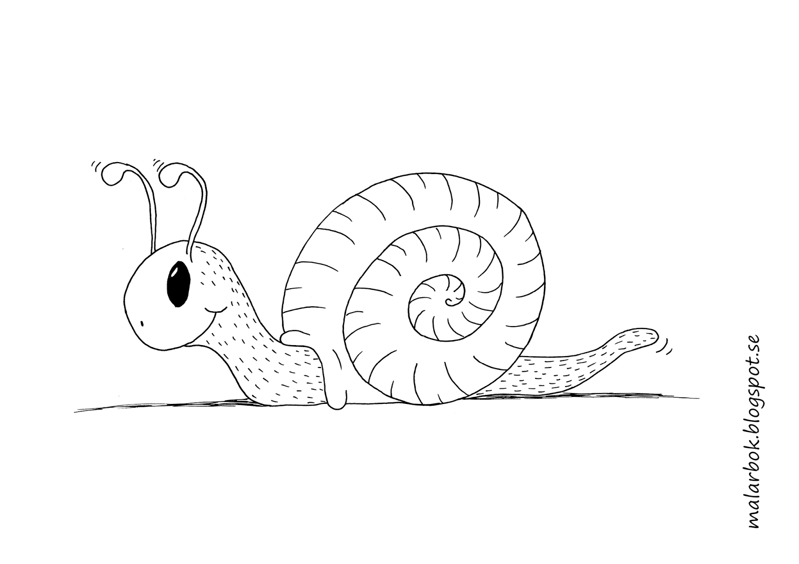 Emmas Målarboks-blogg: Målarbok, färglägg den tecknade glada snigeln