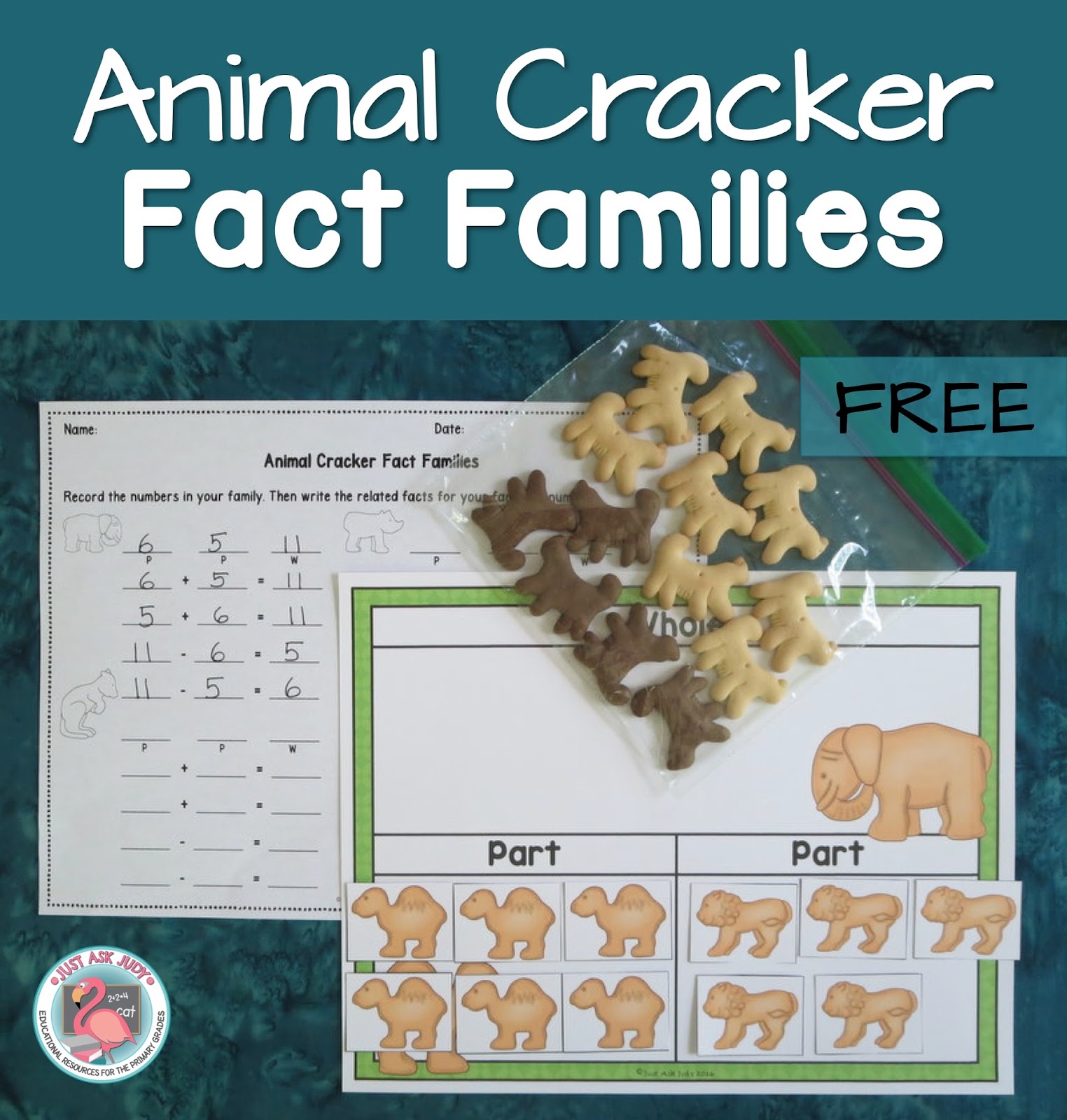 How to Teach Fact Families with Animal Crackers (Freebie) - Just Ask Judy