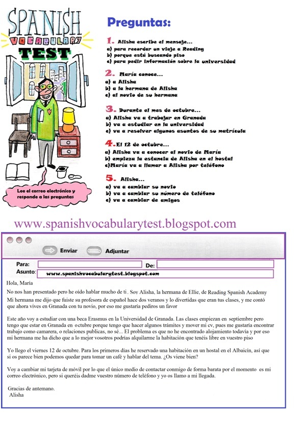 Spanish Test: Spanish Vocabulary Test: Examen Modelo Dele A2