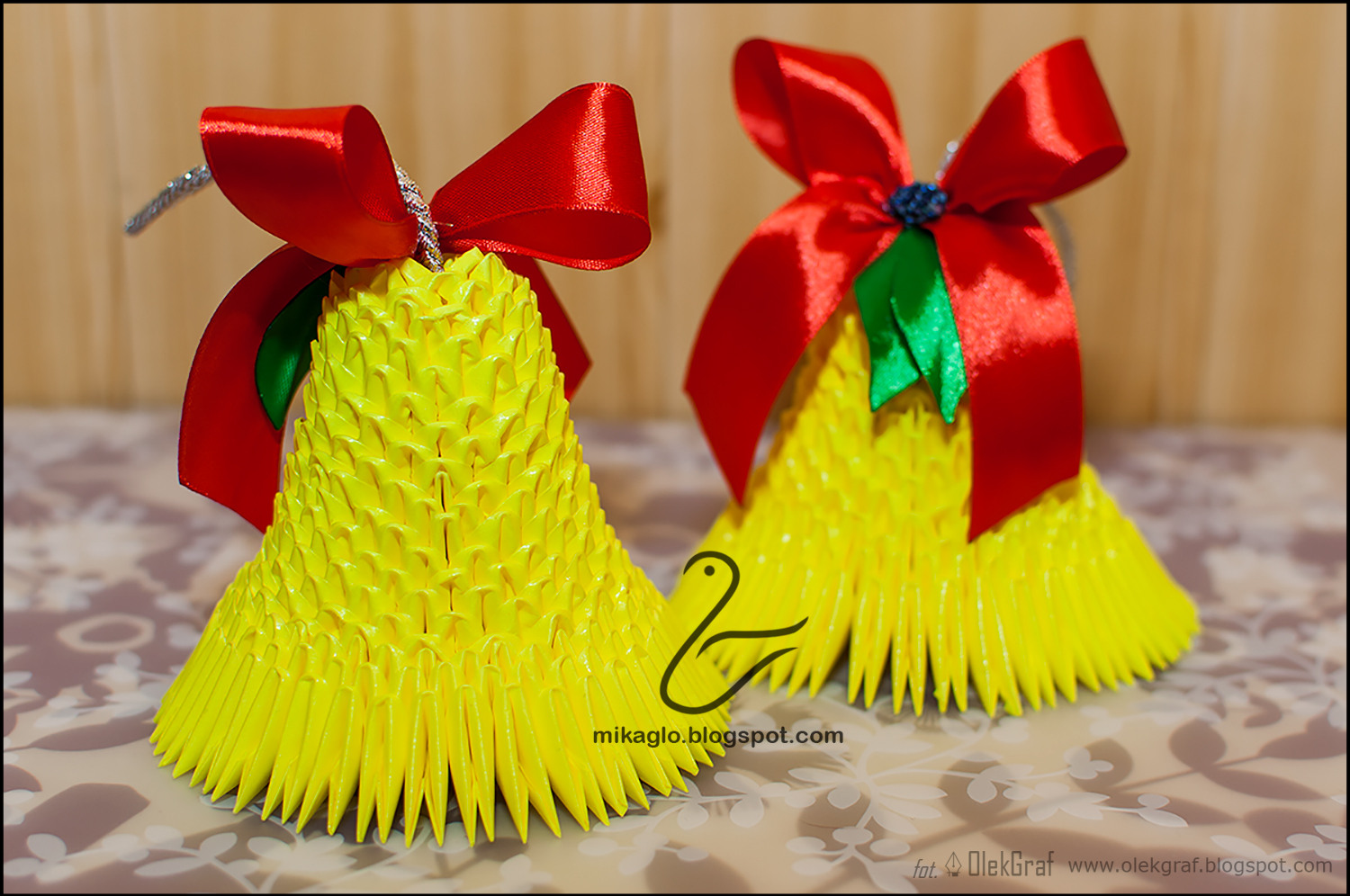 Origami 3d - mikaglo: 514. Dzwonki z origami / 3d origami christmas bells