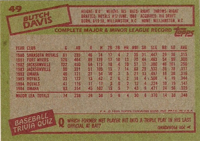 1985 Topps: #49 - Butch Davis