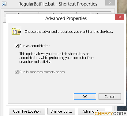 How To Run Exe File Or Bat File As Adminstrator : Windows 8 & Above