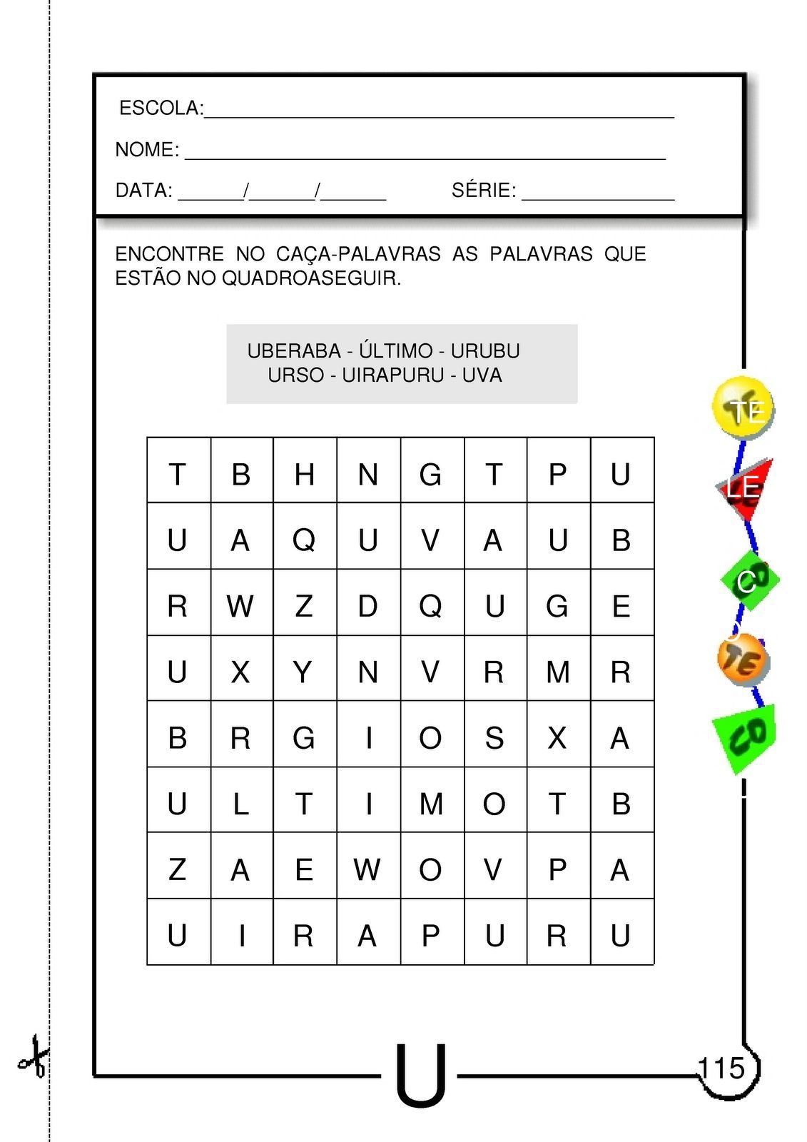 Atividades com a vogal U - atividades com vogais - ESPAÇO EDUCAR