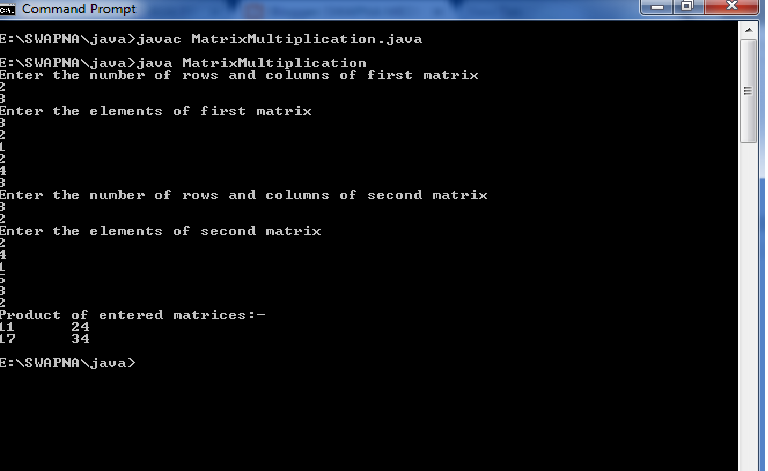 SWAPNA MEDIKONDA: Write a JAVA program to determine multiplication of ...