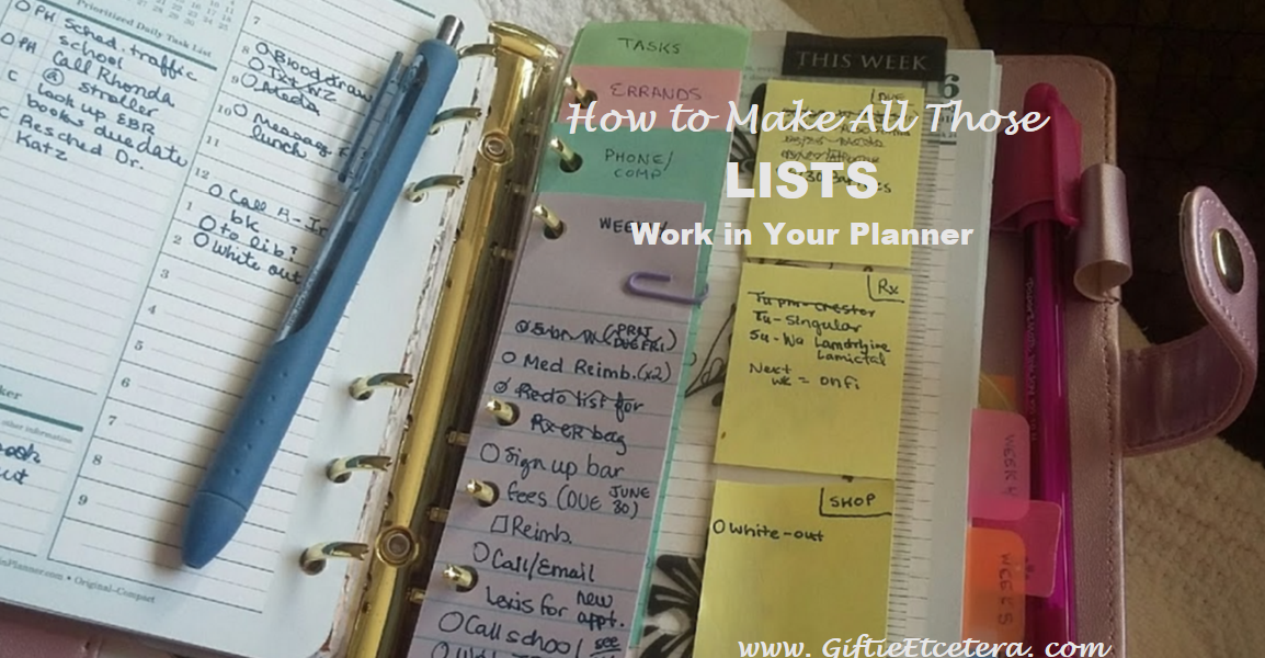 How to Make All Those Lists Work in Your Planner | Giftie Etcetera: How ...