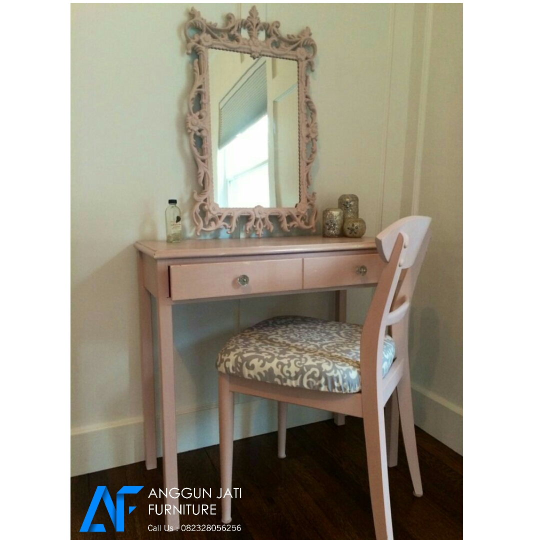 Meja Rias Minimalis Shabby Pink | Meja Rias Pink Modern | MEBEL JEPARA ...