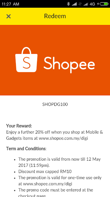 Shopee Promo Code 20% Discount on Mobile & Gadgets Items Until 12 May 2017