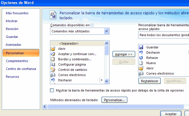 Blogfolio de Alberto Cena: Cinta de Opciones en Word 2007