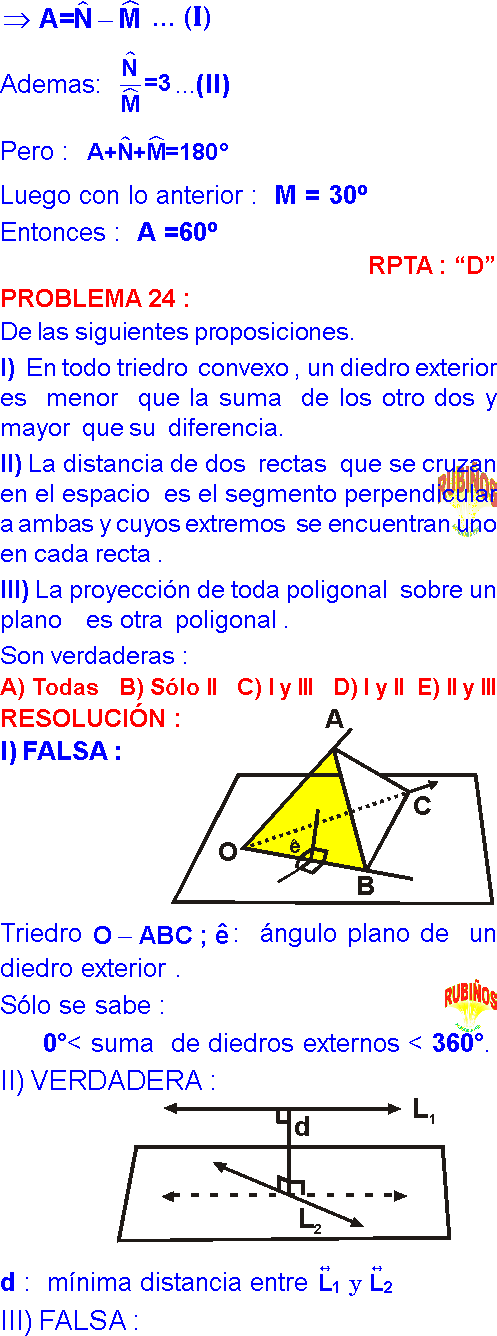 ÁNGULOS EN EL ESPACIO - DIEDROS Y TRIEDROS EJERCICIOS RESUELTOS PDF
