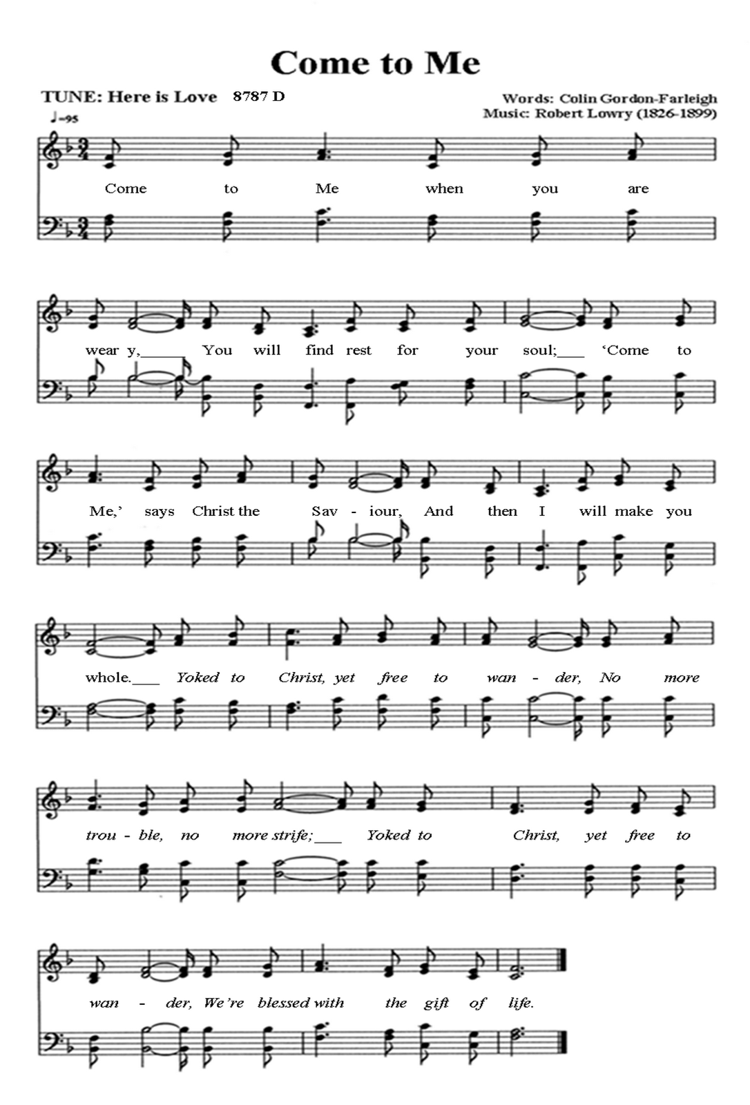 Share My Journey: New Hymn for today . . . 'Come to Me'