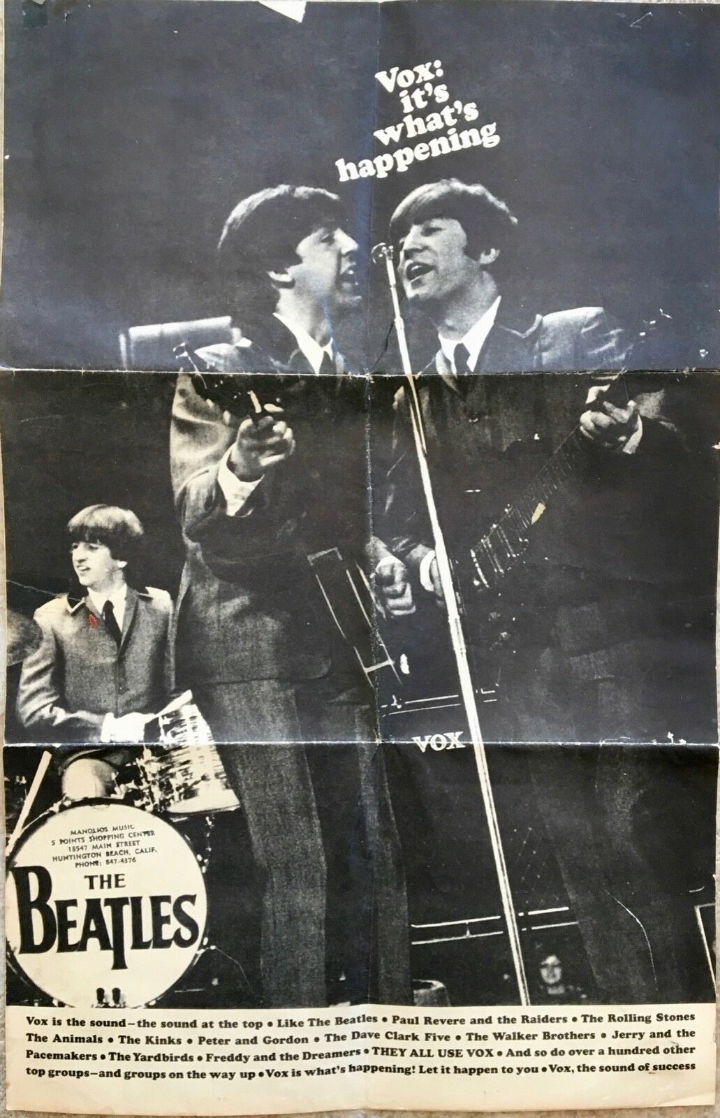 Vintage Beatles Vox amp/instruments pamphlet