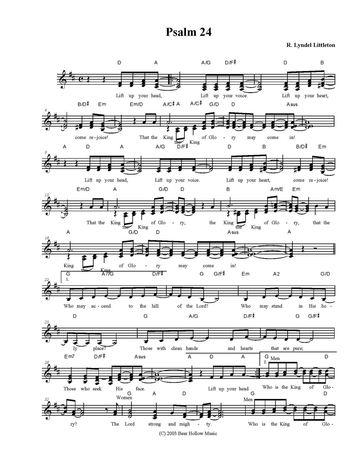 Bear Hollow Music: A Song for Palm Sunday - Psalm 24