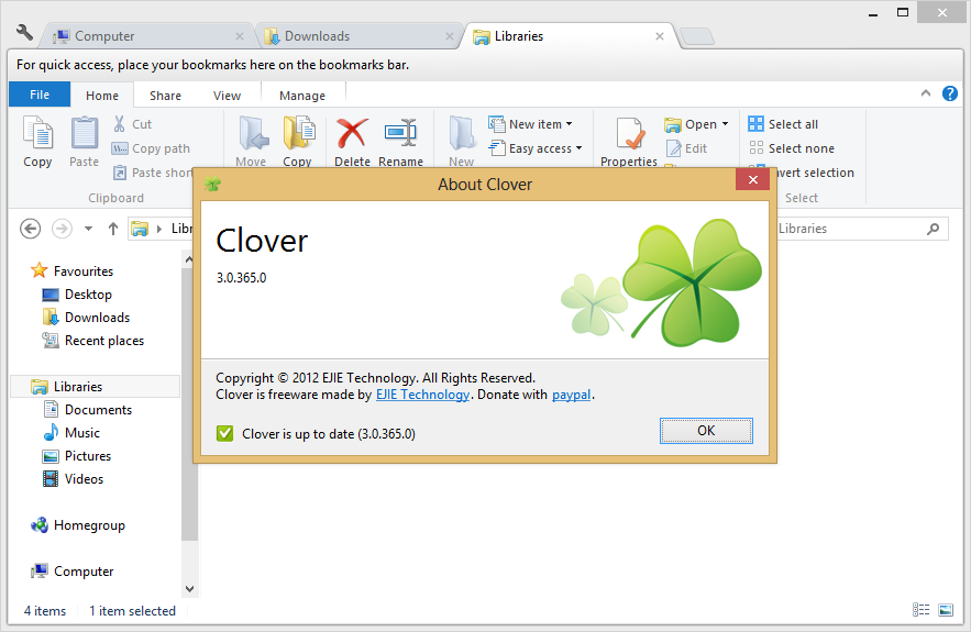 Clover 3.0.365 - Membuat Windows Explorer menjadi seperti Google Chrome