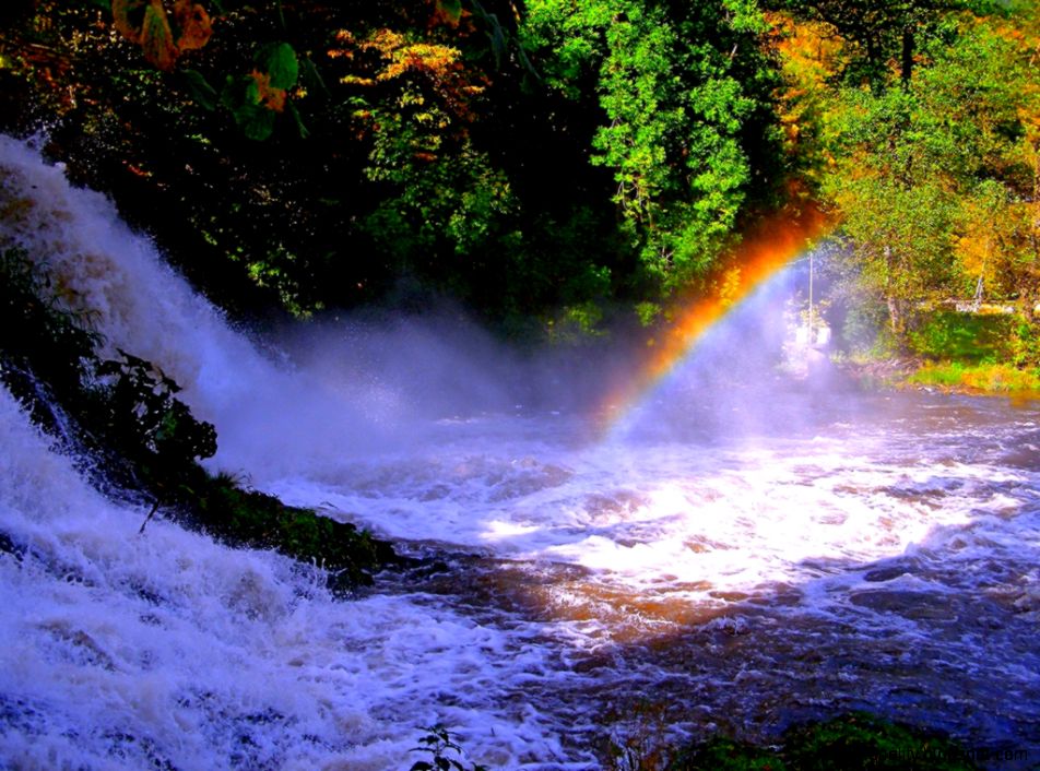 Waterfall Rainbow Background Wallpaper | Wallpapers Quality