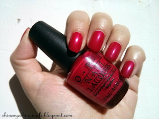 old: shine eye's shiny nails: opi california raspberry