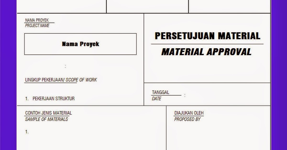 Contoh Form Persetujuan Material | Wisanggeni