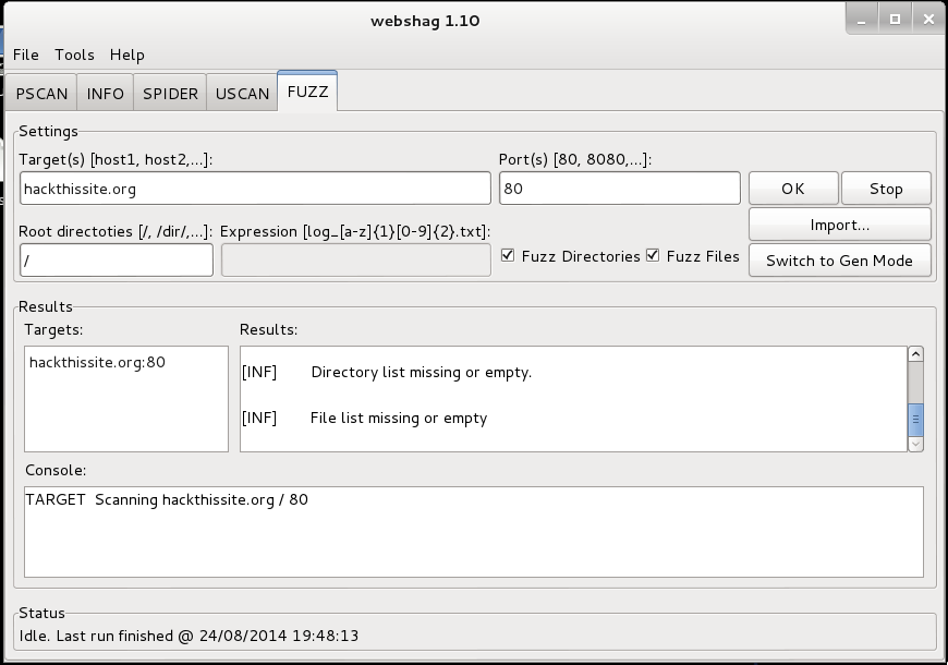 MELIORATE: WEBSHAG : Scan a Web server@Kali Linux