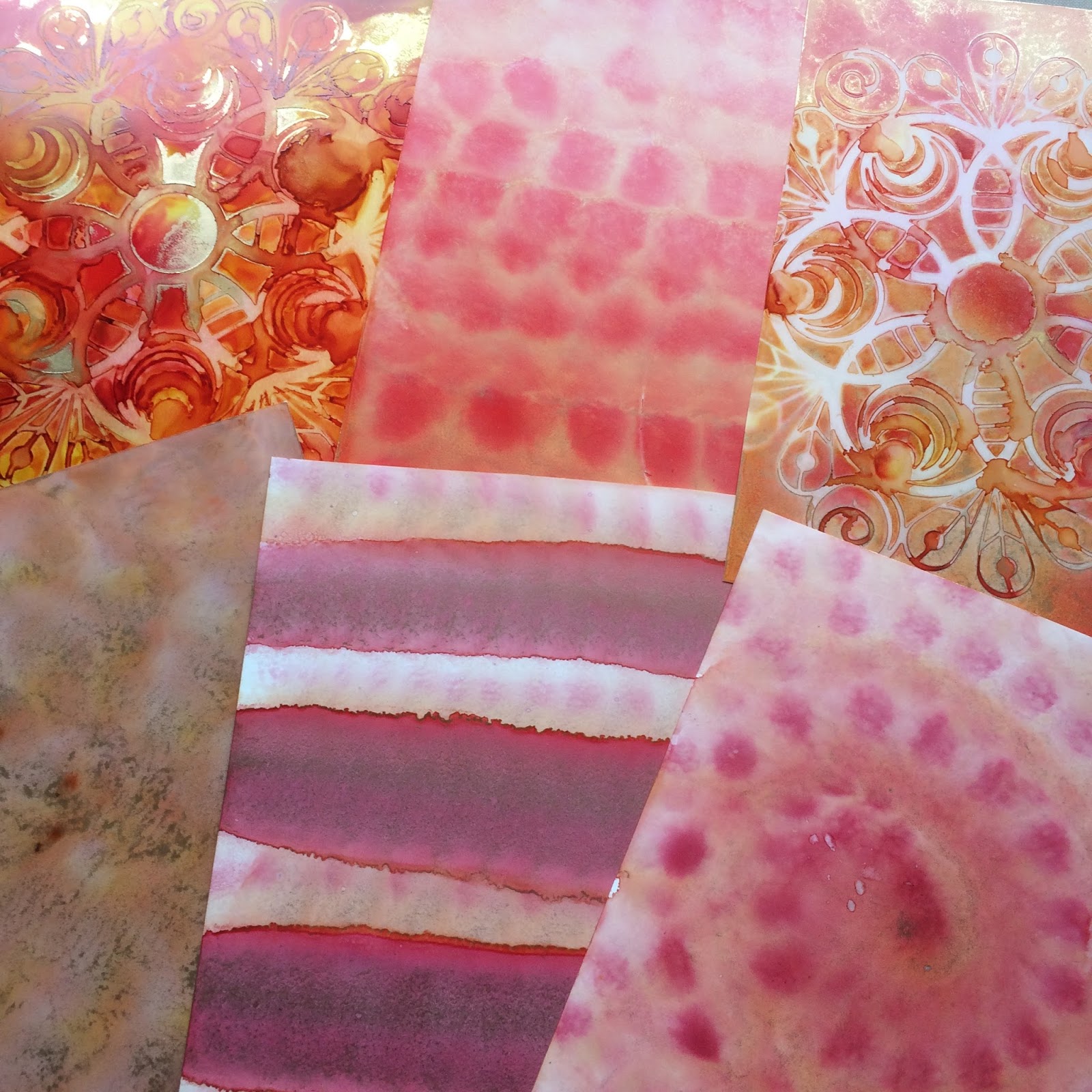 Stamps and Stencils : Alcohol inks and Yupo.