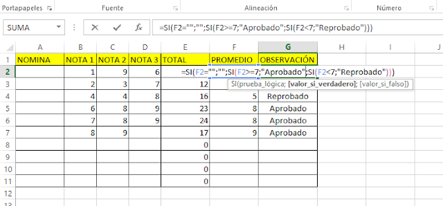 Portafolio Excel: Funciones Lógicas