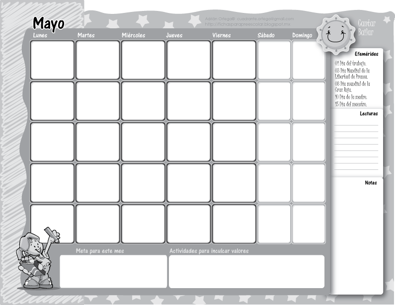 Fichas para preescolar: Planeador mayo y junio